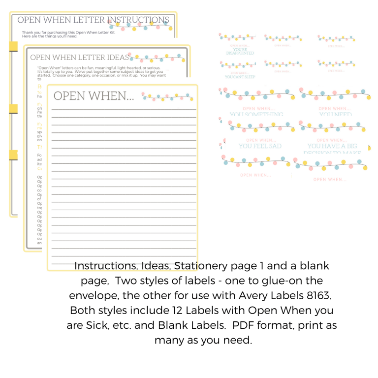 A. Open When Letter Printables: Yellow - Passing Down the Love